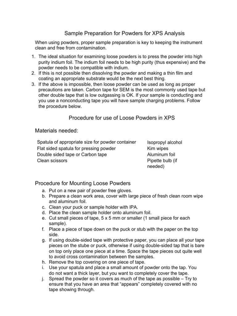 XPS_PowderMounting | PDF | Physical Sciences | Materials