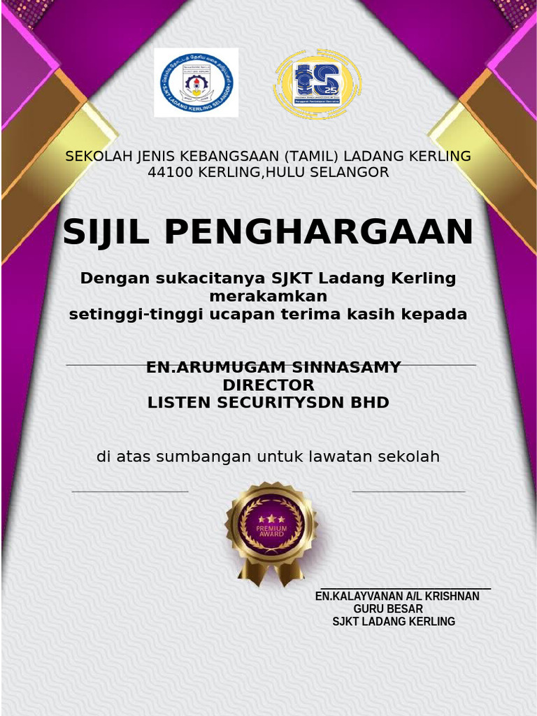 SIJIL PENGHARGAAN - Listen Security | PDF