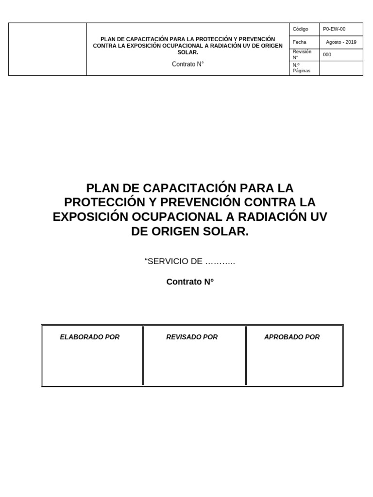 Plan de Capacitación Protección Ruv Rev.00 | PDF | Ultravioleta | Radiación