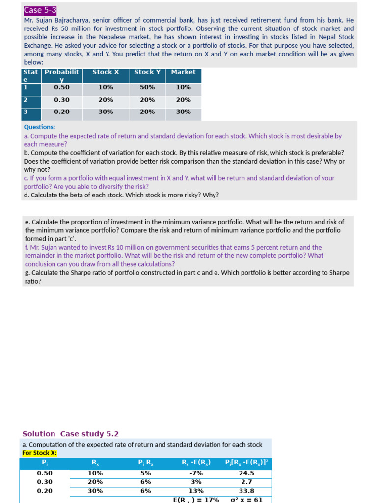 Chapter 5 Case Study 2 | PDF | Modern Portfolio Theory | Beta (Finance)