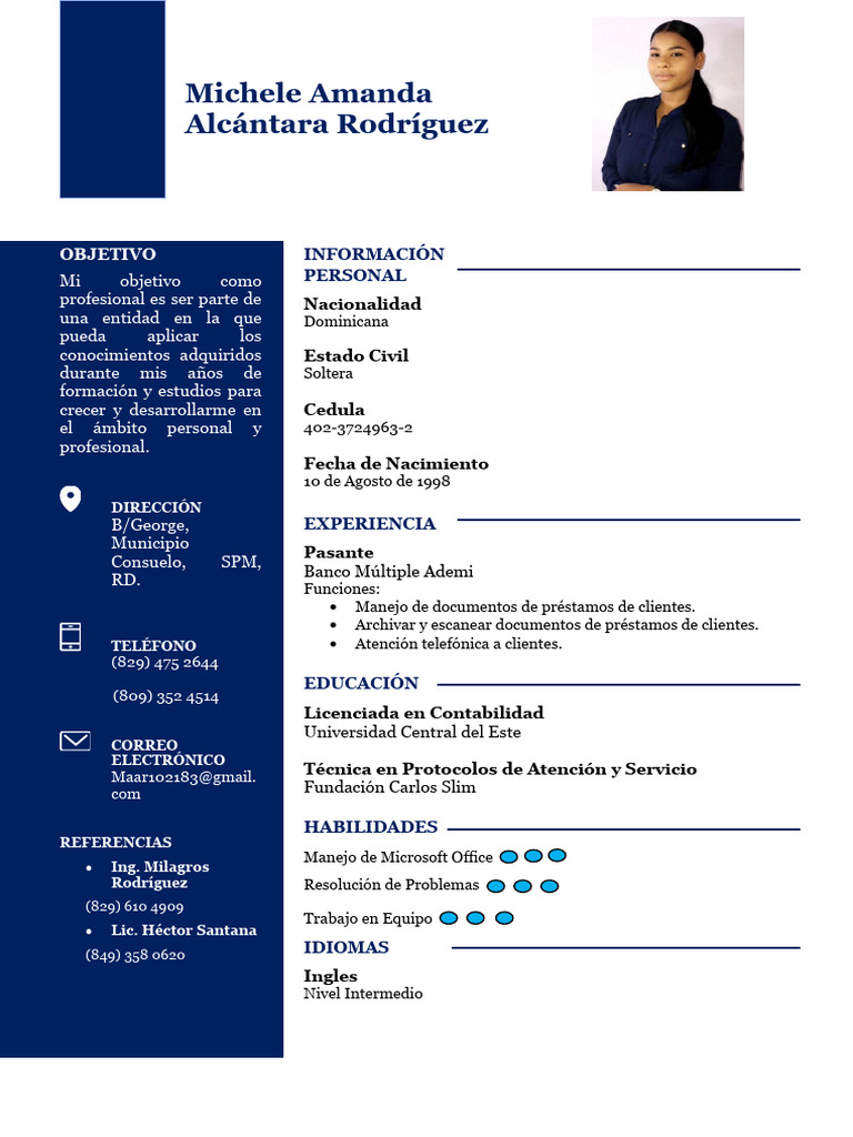 Currículum de Michele Alcántara | PDF