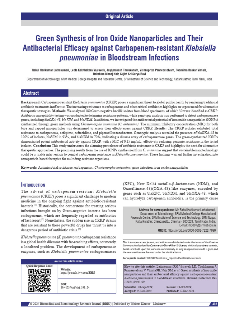 Green Synthesis of Iron Oxide Nanoparticles And.11 | PDF ...