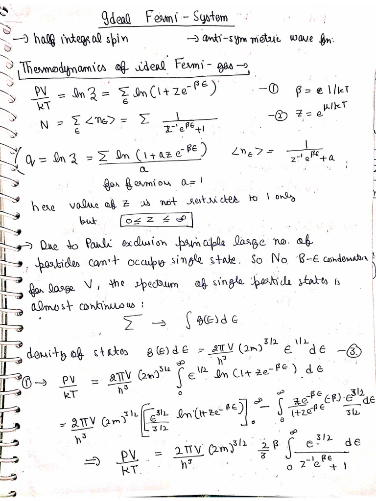 Fermi statistics thermo dynamics | PDF