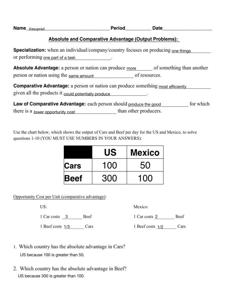 Absolute and Comparative Advantage | PDF