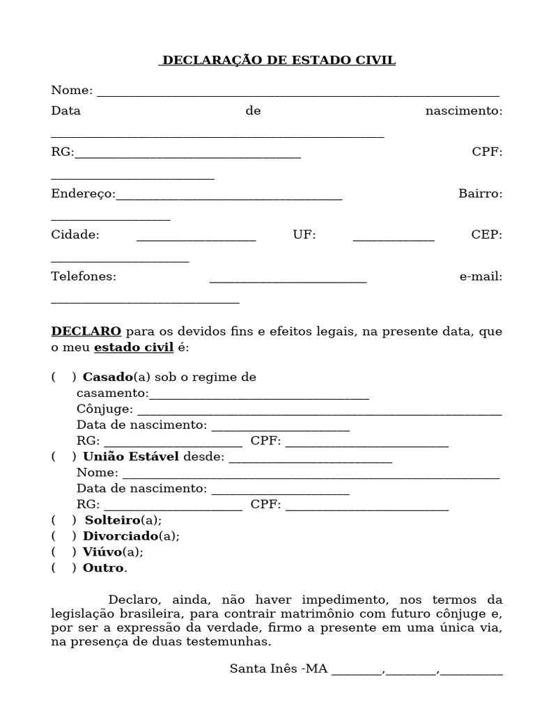 DECLARACAO (Estado Civil) | PDF