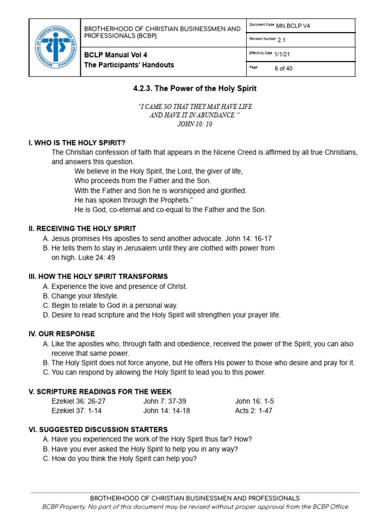 Understanding the Holy Spirit's Power | PDF | Holy Spirit | God The Father