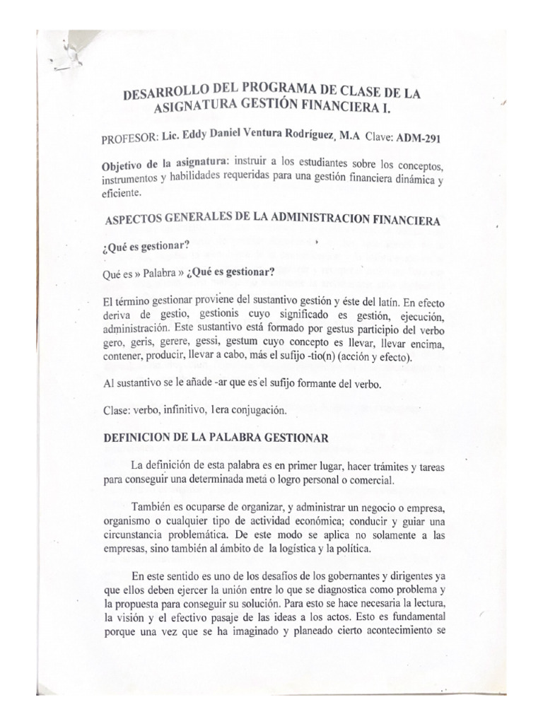 Desarrollo Del Programa de Clase de La | PDF