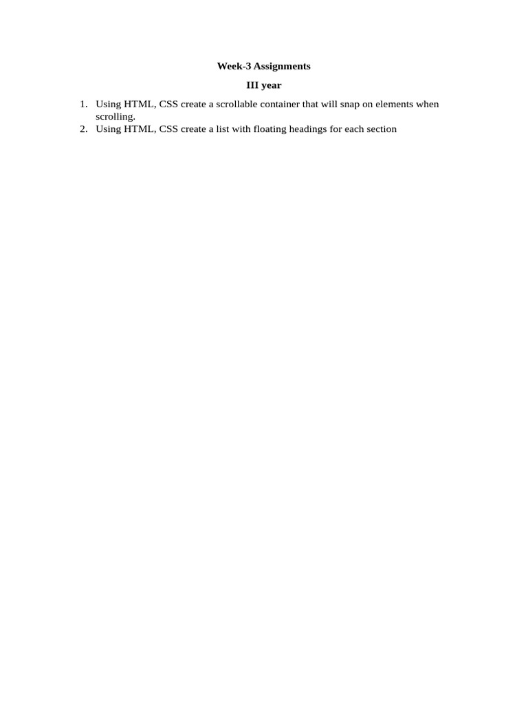Week 3 Assignments | PDF