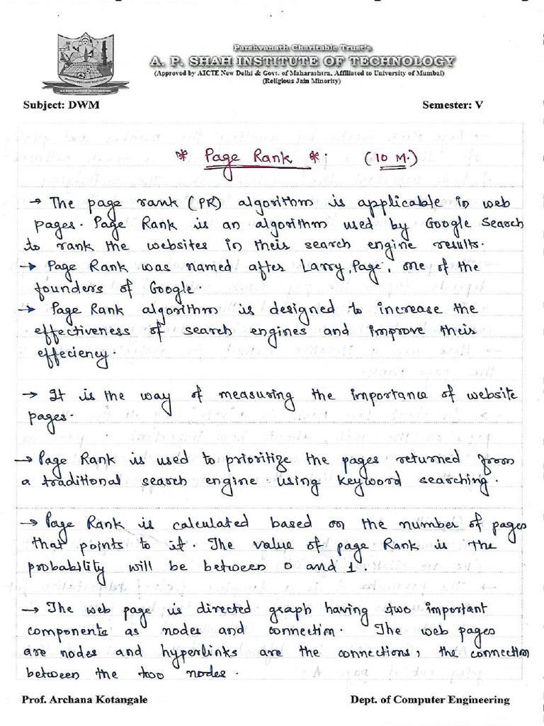 PageRank algorithm theory -compressed | PDF