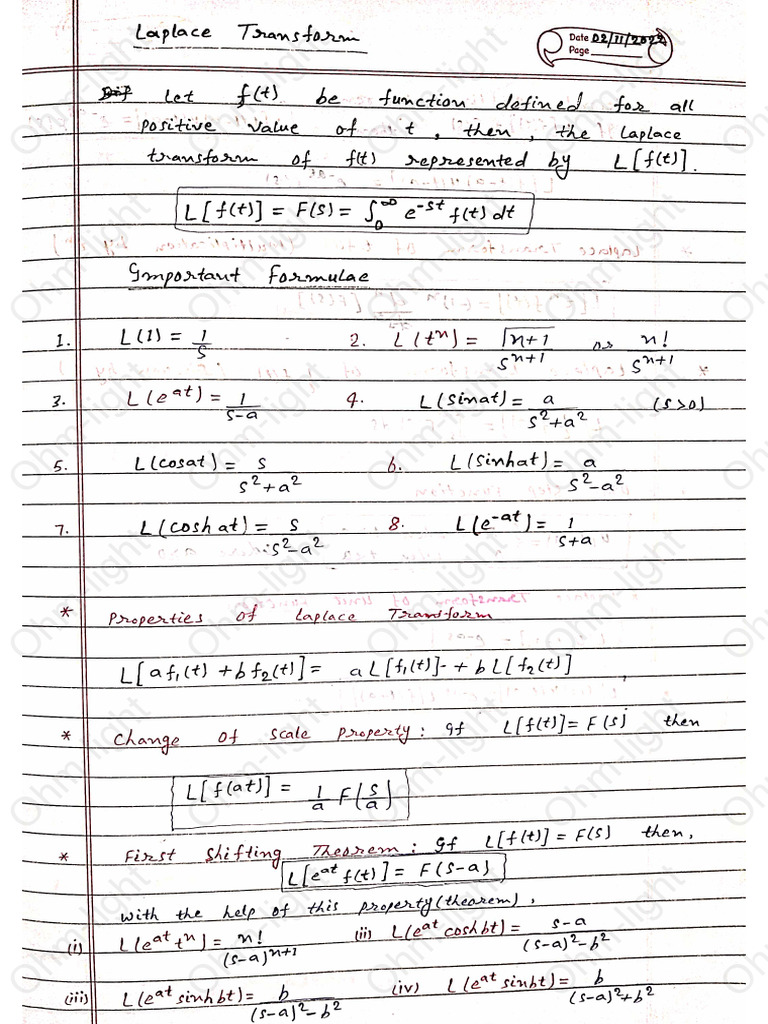 Laplace Transform Mathematics Formulas by Ohm-Light | PDF | Laplace Transform | Measure Theory