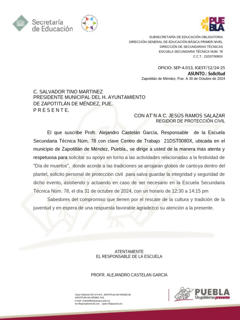 OFICIO PROTECCION CIVIL | PDF | Gobierno