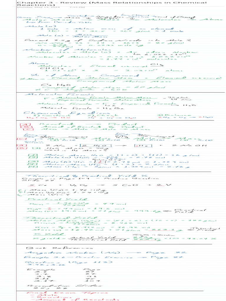 Chapter 3 - Review (Mass Relati | PDF