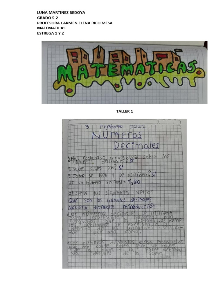 MATEMATICAS ENTREGA 1 | PDF