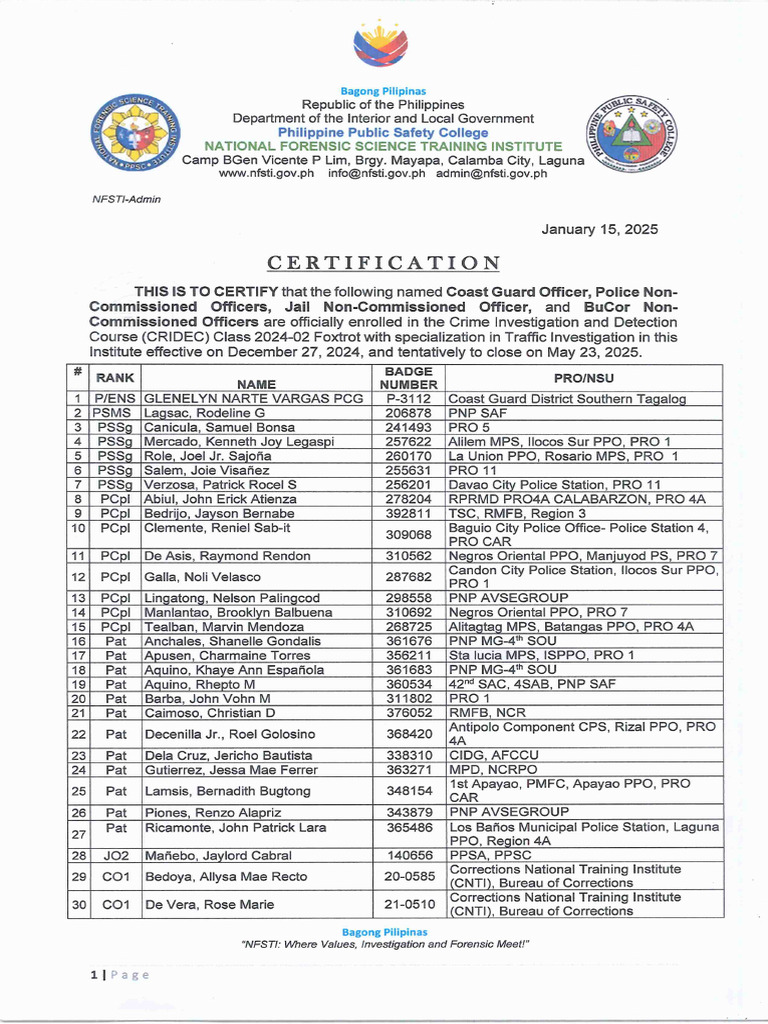 Certificate of Underschooling CRIDEC CLASS 2024 02 Foxtrot TIC | PDF