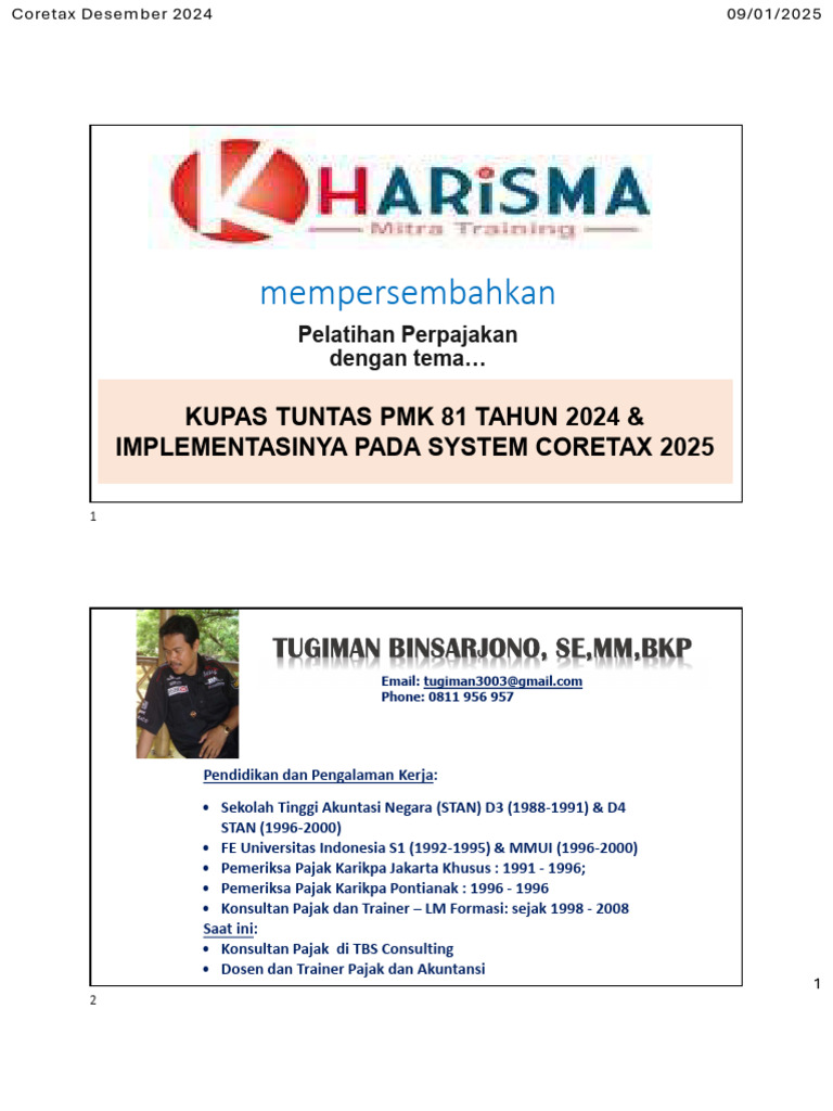 Pelatihan PMK 81/2024 untuk Coretax | PDF