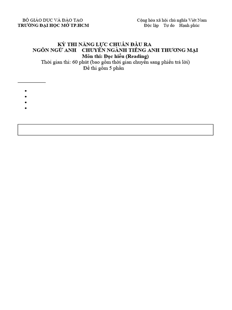 De Thi Doc Hieu T3 - 2022 | PDF | Mergers And Acquisitions | Performance Appraisal