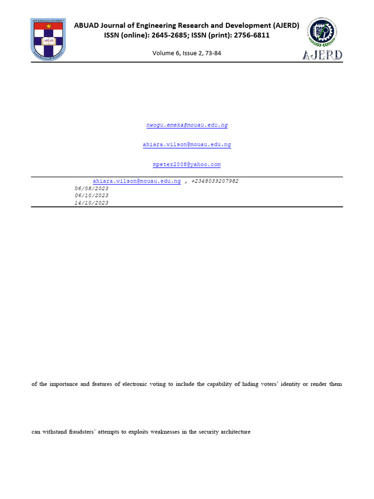 Enhancing The Robustness of A Three-Layer Security Electronic Voting ...