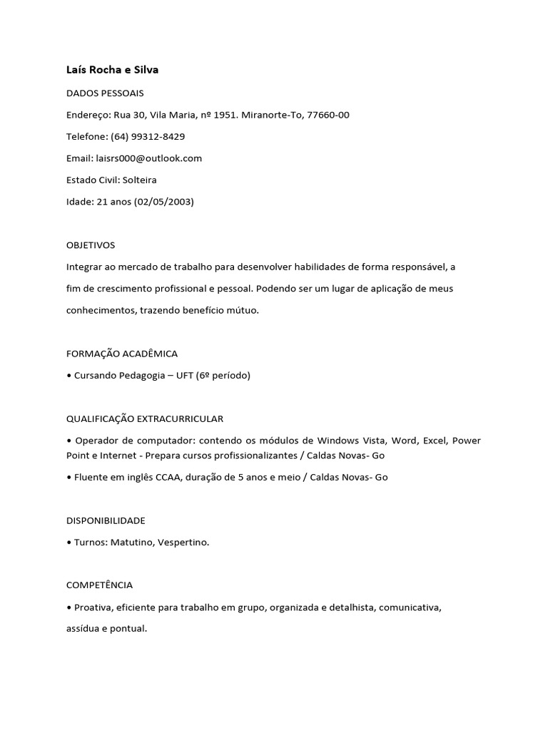 Curículo Laís | PDF