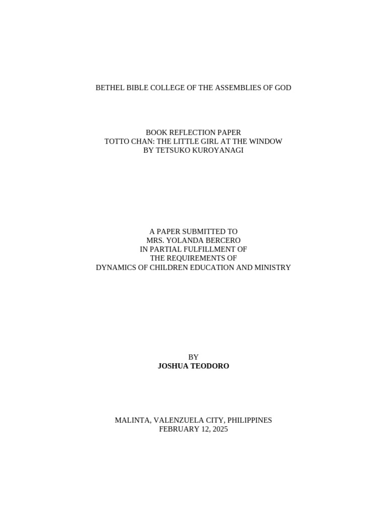 TOTTO CHAN Reflection Paper | PDF | Learning | Experience