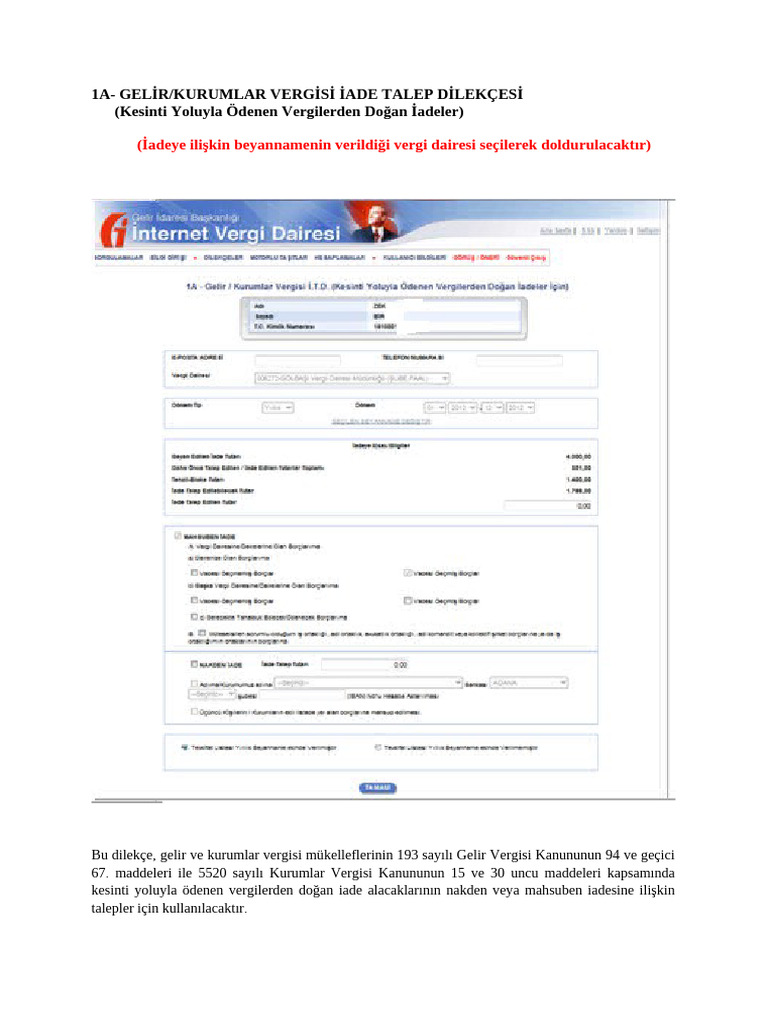 1a Iade Talep Dilekceleri Kullanim Kilavuzu | PDF