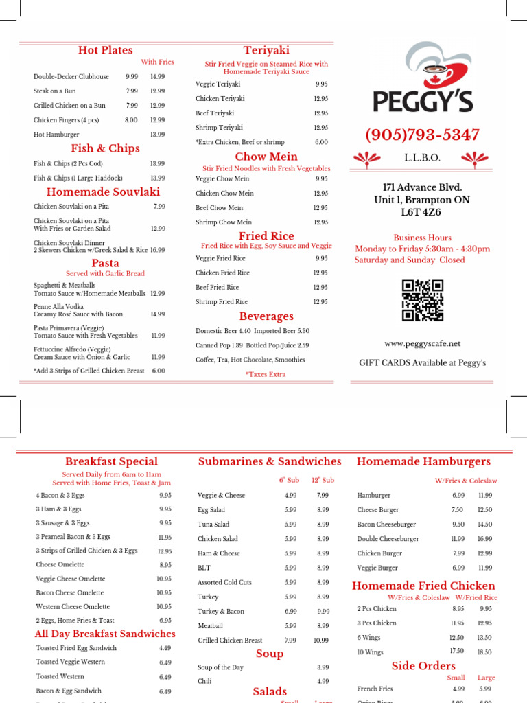 Peggys-Menu | PDF | Hamburgers | Bacon