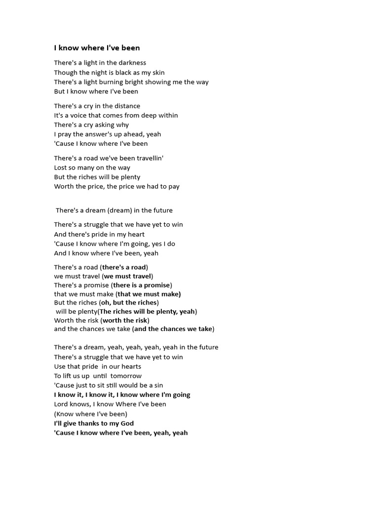 I Know Where I've Been | PDF