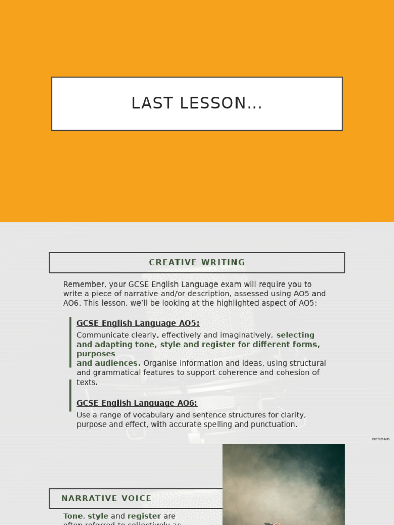 Lesson 6 - Creative Writing 3 | PDF | Narration | English Language