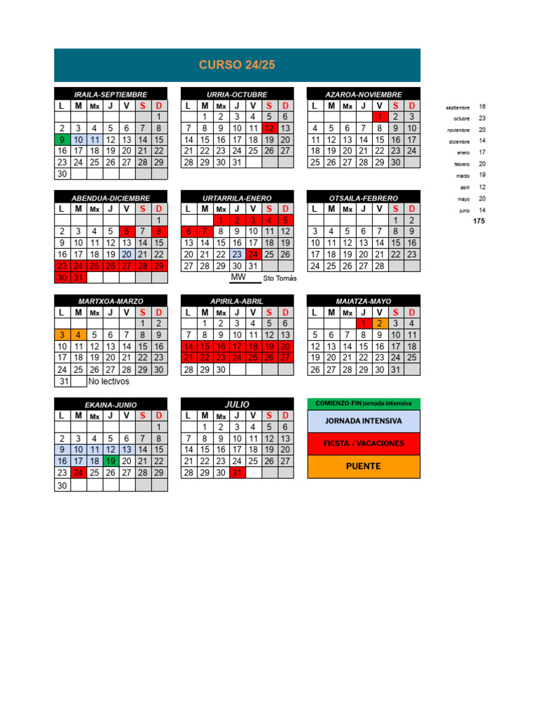 Calendario Escolar 2024/2025 | PDF