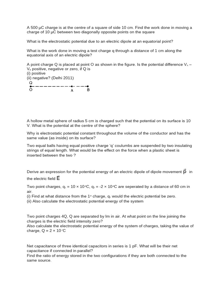Physics Test Potentaial | PDF | Capacitor | Capacitance
