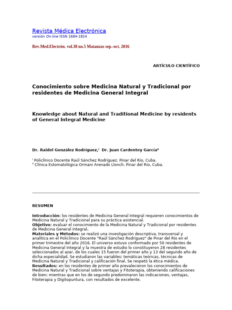 Artículo Científico CPA 1 | PDF | Medicina alternativa | Cuba