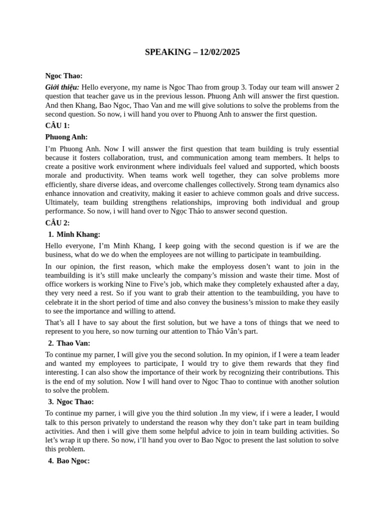 TATQ4(1) | PDF | Team Building | Human Communication