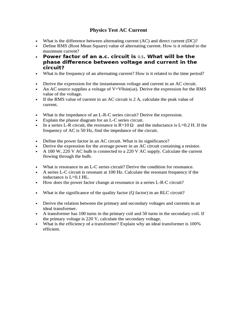 Understanding AC Current in Physics | PDF