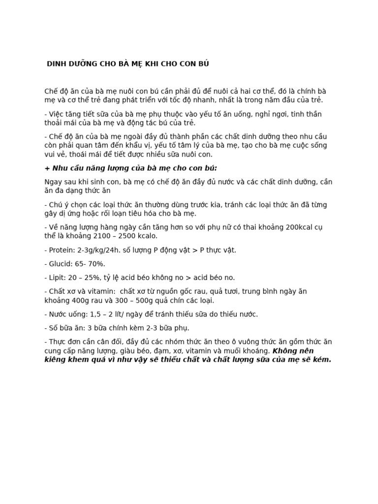 Dinh Duong Calo Updated | PDF