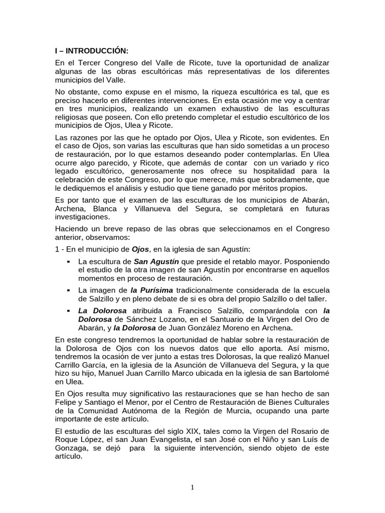 Texto Rosa María Gil Congr Valle Ricote 2007 | PDF | Escultura | María ...