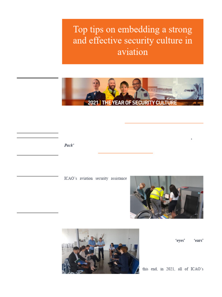 Strengthening Aviation Security Culture | PDF | Behavior | Airport
