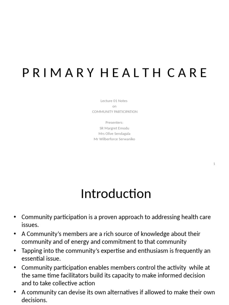 Community Health Participation | PDF | Community | Knowledge