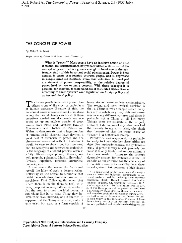 12. the Concept of Power (Robert Dahl)