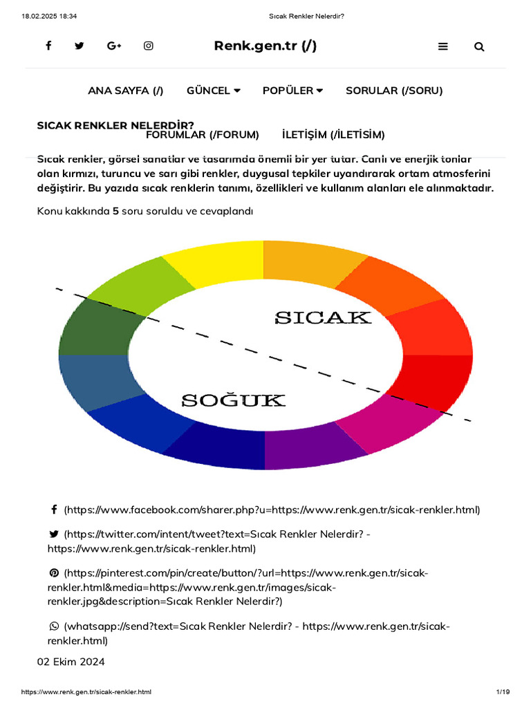 Sıcak Renkler Nelerdir | PDF