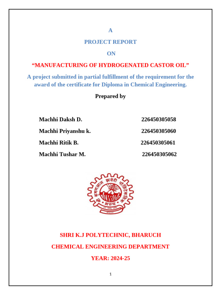 PRIYANSHU FINAL YEAR PROJECT Ritik | PDF | Oil | Chemistry