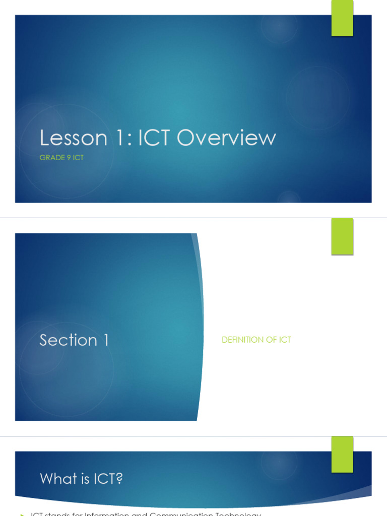 G 9 ICT Lesson 1 ICT Overview | PDF