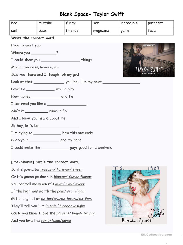 Blank Space Taylor Swift | PDF
