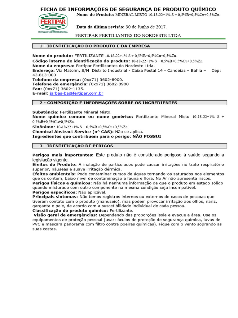 22 - Fispq - Fertilizante 10.18.22 - Fertipar | PDF | Vapor | Densidade