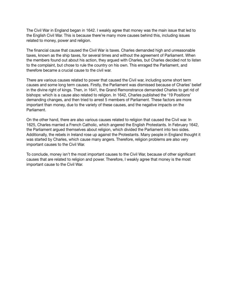 KS3 Civil War Essay | PDF