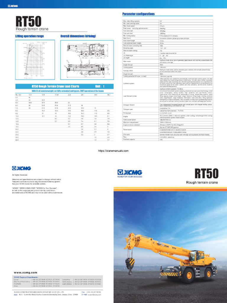 XCMG RT50 Rough Terrain Crane Specs | PDF