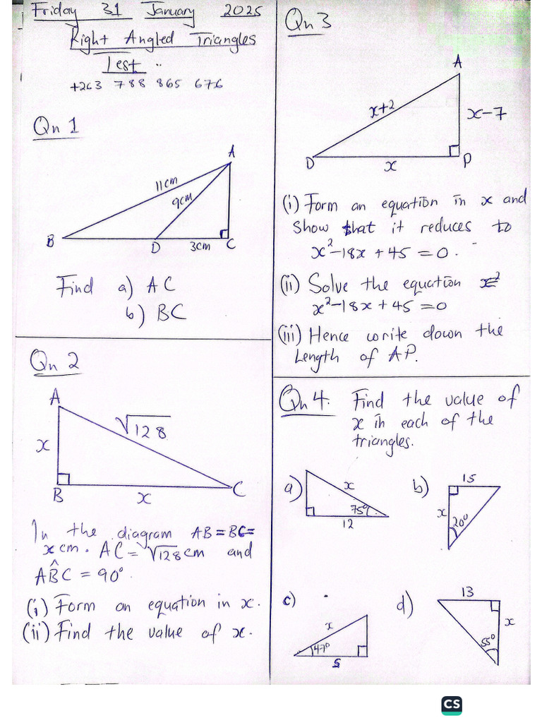 Right Angled Test | PDF