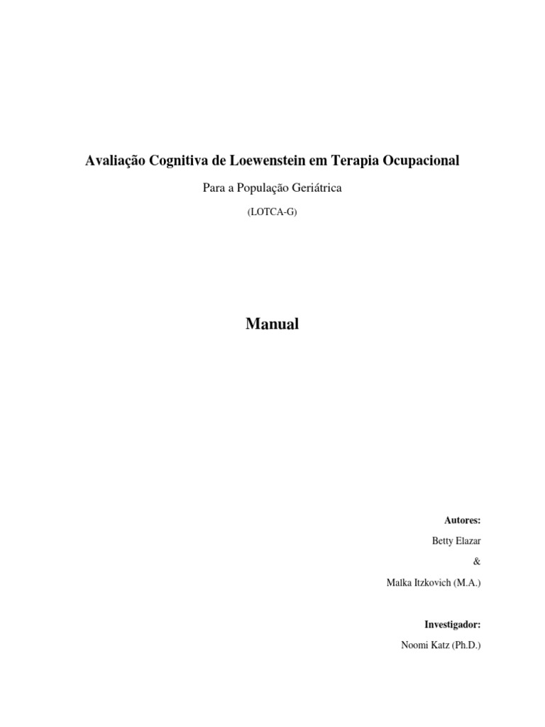 Manual LOTCA-G para Avaliação Geriátrica | PDF | Tempo | Cognição