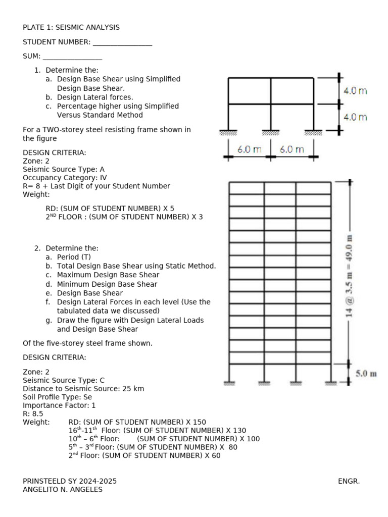 PLATE 1 Seismic Analysis | PDF