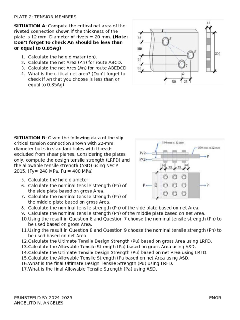 PLATE 2 Tension Members (CE-303) | PDF | Ultimate Tensile Strength ...