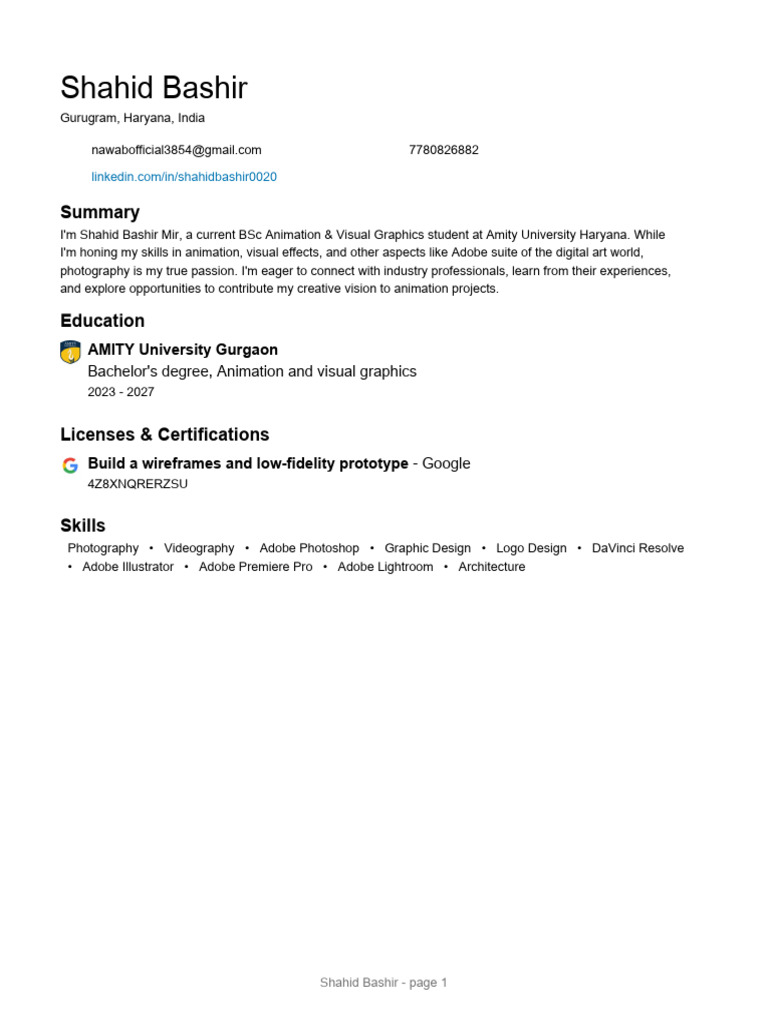 Resume Shahid Bashir | PDF