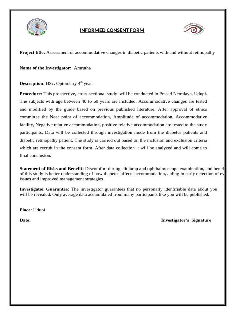 Informed Consent Form - Amrutha | PDF